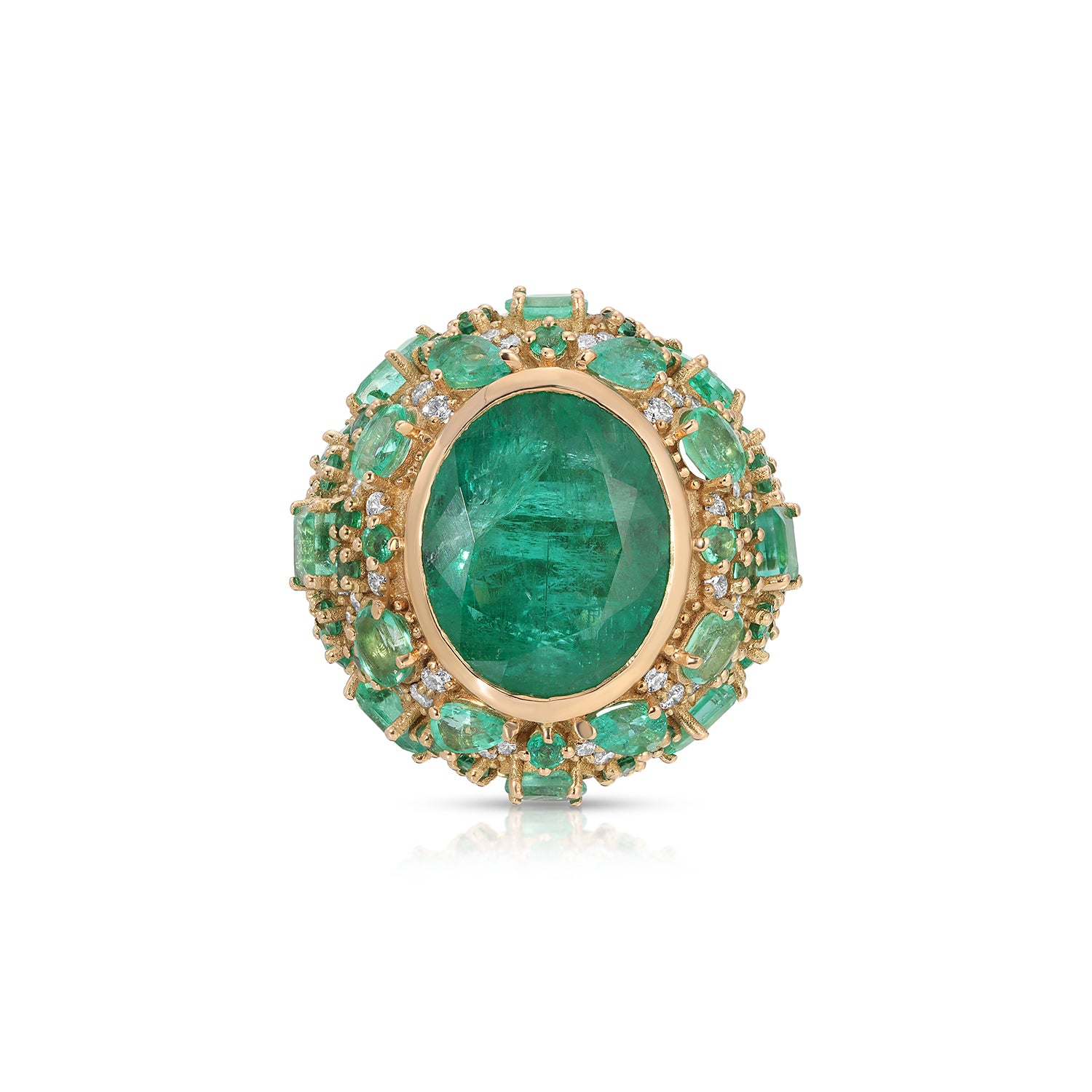 Emerald Bomba Diamond Cocktail Ring