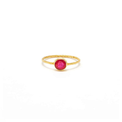 Ruby Hammered Gold Ring