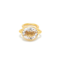 Checker Cut Crystal Gold Ring